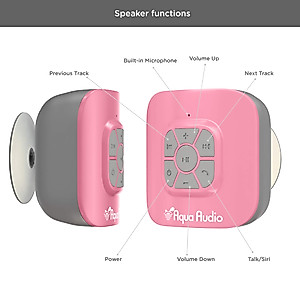 Gideon Portable Waterproof Bluetooth Speaker with Suction Cup - 10 Hours Playtime/Built-in Mic (Pink)