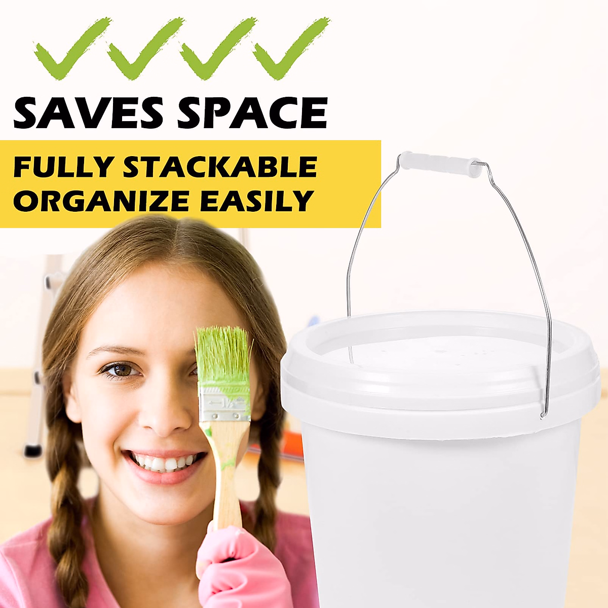 HONMEET Multi Functional Art Painting Bucket with Lid Versatile Paint Container for Arts and Crafts for Painting Projects