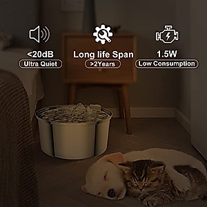 Cat Water Fountain Stainless Steel: YFYUPUP 108oz/3.2L Automatic Cat Drinking Fountain Pet Fountain Water Bowl Dog Water Dispenser Ultra-Quiet Pump and 3 Replacement Filters