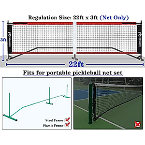 Pickle Ball Replacement Net 22ft x 3ft for Indoor and Outdoor Fits for Most Free-Standing Pickle Ball Frame Come with 4 Outdoor Pickle Balls (Net Only)