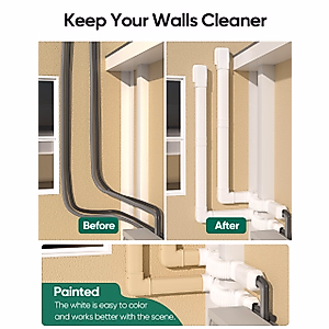 Plusluck 4" 23Ft Mini Split Line Set Cover, PVC Ductless Air Conditioner Decorative Pipe, Pump Covers, AC Line Cover Kit, for Outside Units Air Conditioners & Heat Pumps, All in One Set