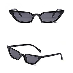 W&Y YING Small Cat Eye Sunglasses for Men and Women Skinny Retro Frame Y2K Shades Trendy Fun Fashion Glasses