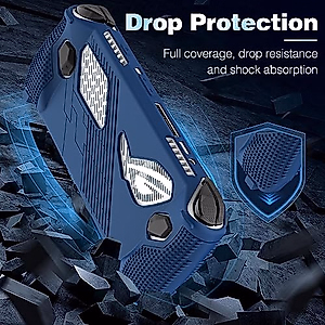 SUIHUOJI for Rog Ally Stand Protective Case, Silicone Accessories Protector, Soft Cover Skin Shell with 2 Pairs Thumb Grips Caps, Full Protection Kickstand for ASUS Rog Ally Handheld (Blue)