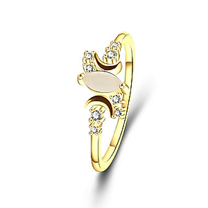 YAZILIND Statement Wedding Ring Gold Plated Half Moon Cubic Zirconia Engagement Jewelry Gift Size 9