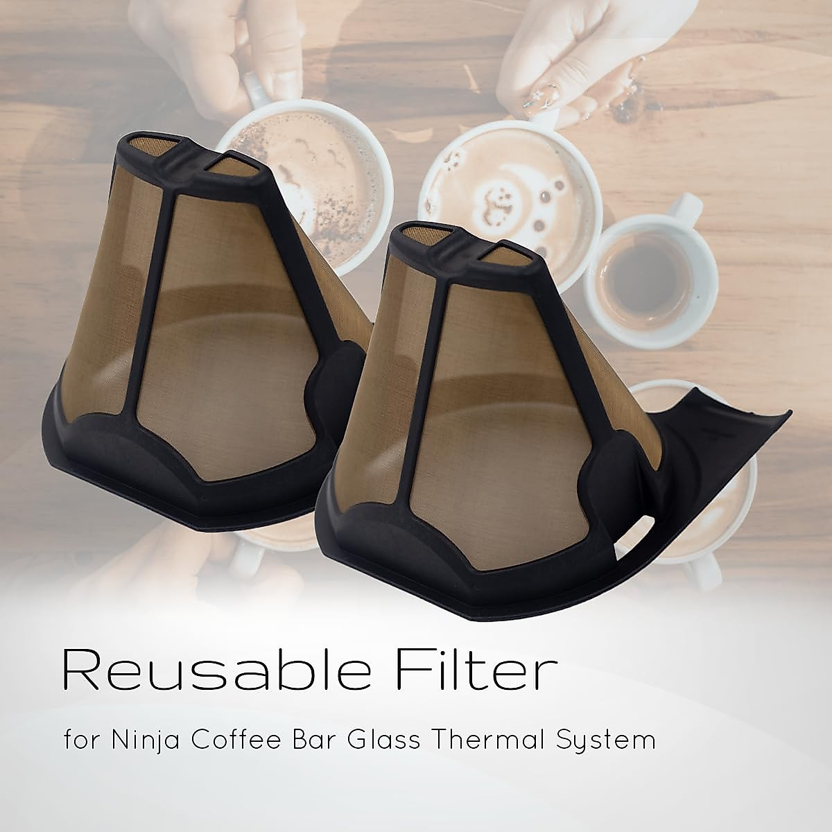 Ceybo Replacement Reusable 2 Pack Filters for Ninja Coffee Bar Glass Thermal System Compatible with All CF09X Series Models