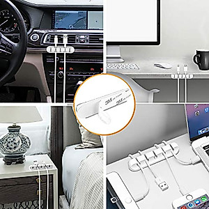 Cord Organizer Cable Management for Desk - 5 Packs White Cable Clips and Cord Keeper, The White Self-Adhesive Cord Holder for Desk and Wire Holder are Easy to Apply and Stops Wire Getting Dirty