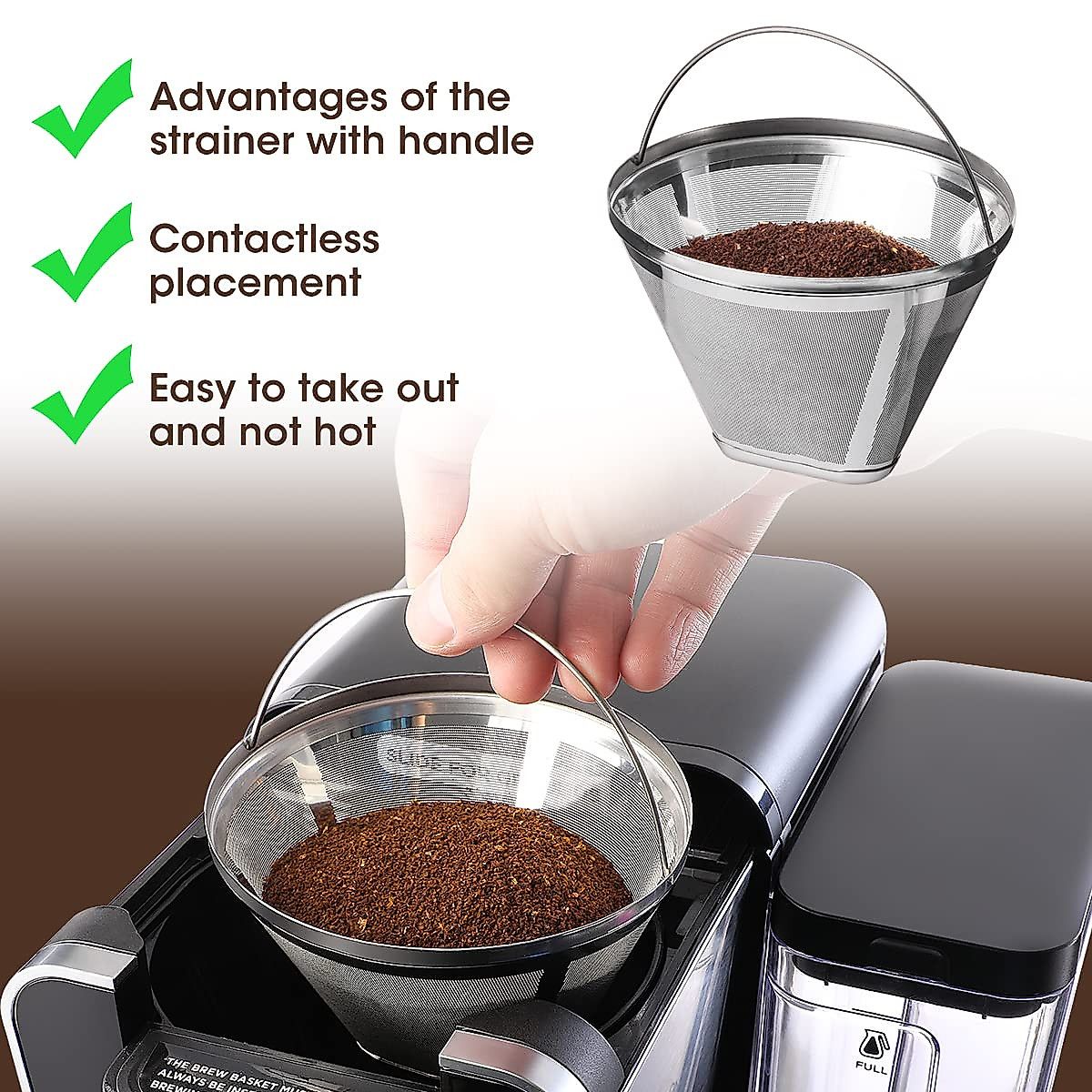 Aieve Reusable Coffee Filter Compatible with Ninja Dual Brew Pro Coffee Maker CFP301 CFP201 CFN601, Coffee Filters #4 Permanent Cone Coffee Basket