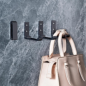 QXSKSLH Black Folding Wall Hook 4PCS Folding Coat Hooks for Hanging Heavy Duty Coat & Bag & Backpack & Hat & Headphone Foldable Coat Hooks Wall Mounted Saves Space (4, Black)