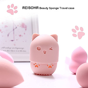 Makeup Sponge Holder, Beauty Sponge Holder + Makeup Blender Travel Case Beauty Sponge Blender Drying Stand & Storage Containers - Pink + Gold