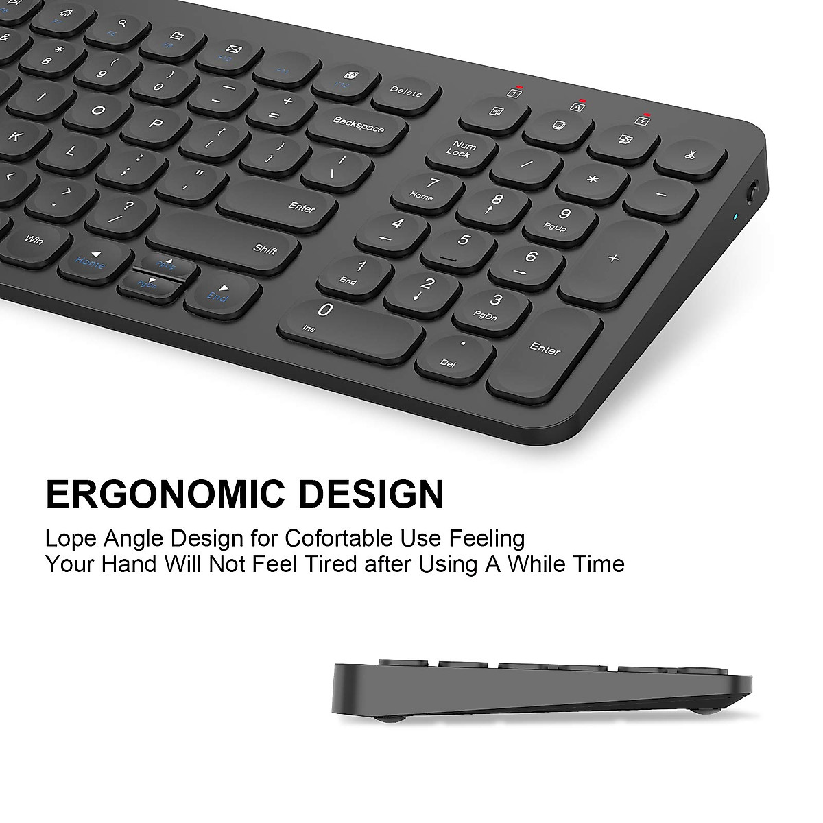 cimetech Wireless Keyboard Mouse Combo, Compact Full Size Wireless Keyboard and Mouse Set Less Noise Keys 2.4G Ultra-Thin Sleek Design for Windows, Computer, PC, Notebook, Laptop - Matte Black