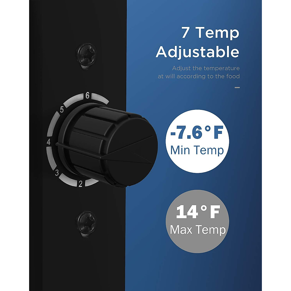 ADT 2.1 Cu.ft Upright Freezer with Compact Reversible Single Door Free Standing Mini Freezer with Adjustable Thermostat for Home/Kitchen/Office