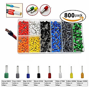 Crimper Tool Kit, Crimp Ferrule Including 800pcs Insulated Wire Terminals New Hope Store Self Adjusting Crimping Plier Set Tool Guage HSC8 6-4A 0.25-6mm², 23-10 AWG Red