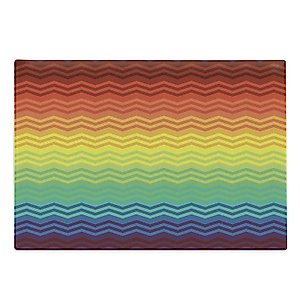Ambesonne Fiesta Cutting Board, Mexican Inspired Colorful Chevron Zigzags 3 Dimensional Pattern Tribal Culture, Decorative Tempered Glass Cutting and Serving Board, Large Size, Multicolor