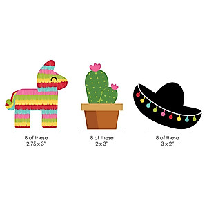 Let's Fiesta - Paper Straw Decor - Mexican Fiesta Party Striped Decorative Straws - Set of 24