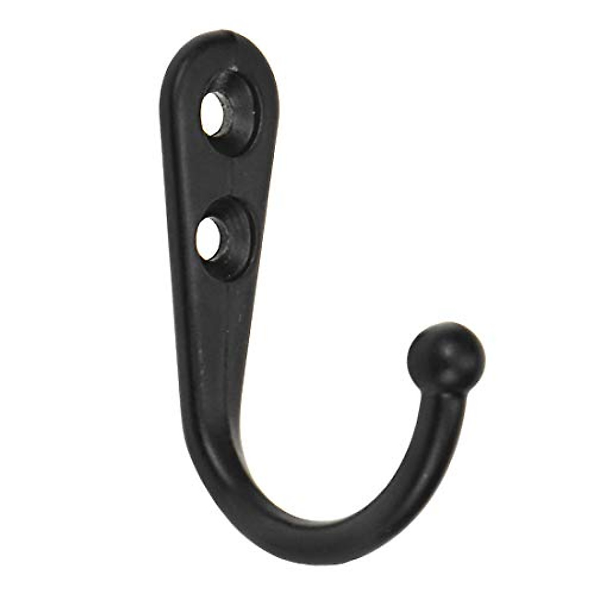 Bitray Wall Mounted Robe Hook Single Coat Hanger, 12PCS Two Hole Coat Hooks Zinc Alloy Antique Hook Single Hook with Screws (1.73" x 1.18", Black)