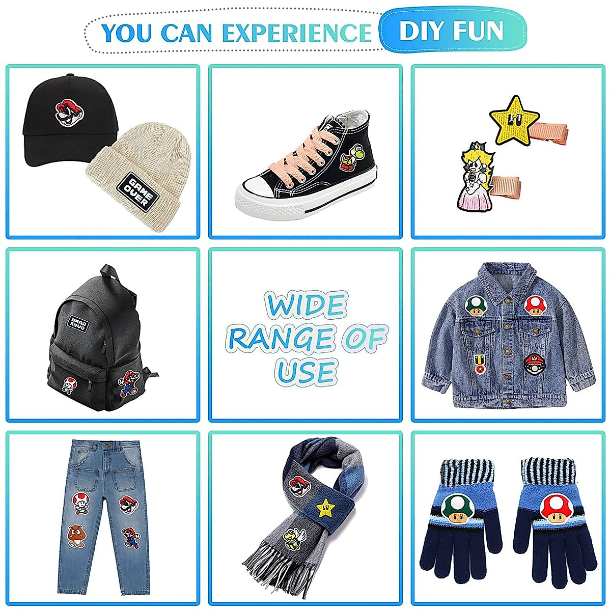 Decorative Patches,16pcs Iron On Patches for Clothing, Embroidered Sew On Super Cute Cartoon Anime Patches for Kids Jackets, Shirts, Backpacks