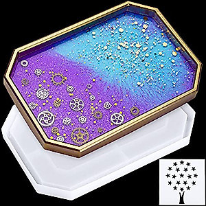 NiArt Large Octagon Shape Serving Tray Epoxy Resin DIY Casting Silicone Mold, Beveled Edge Rectangle Tabletop Rolling Plate Jewelry Holder Agate Art Craft Home Decor Office Ornaments Gifts Accessories
