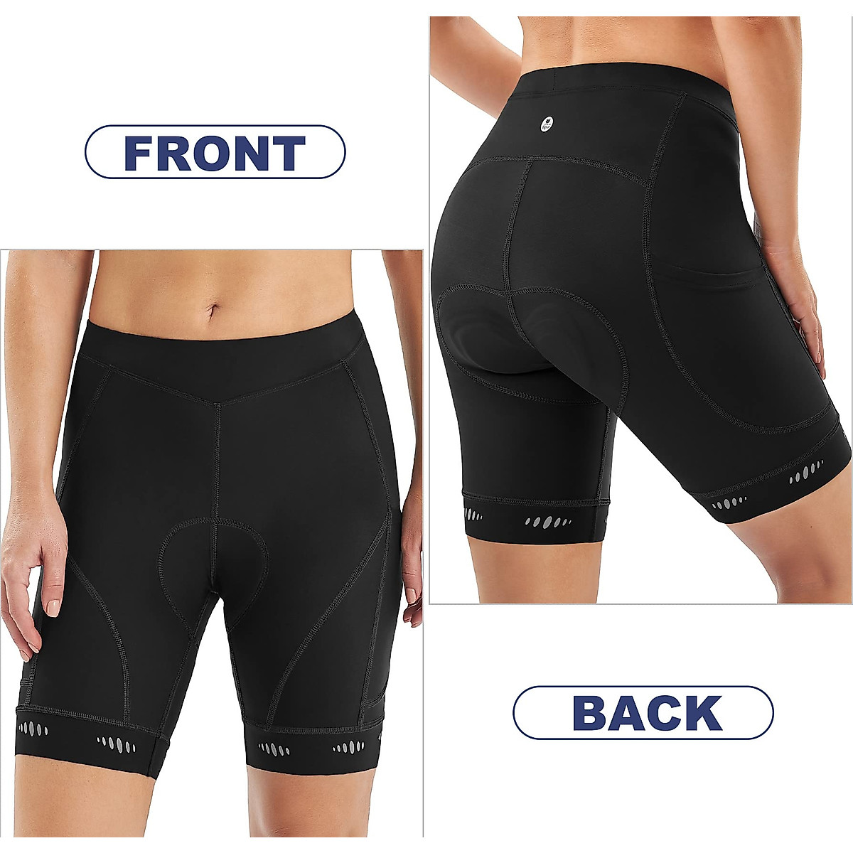 IUGA Padded Bike Shorts Women 4D Breathable Womens Cycling Shorts with Padding Mountain Biking Shorts with Pockets Black