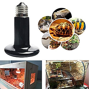Qiningxia Pet Ceramic Heating Lamp 25W 50W 75W 100W 150W 200W IR Heat Emitter Bulb, Black