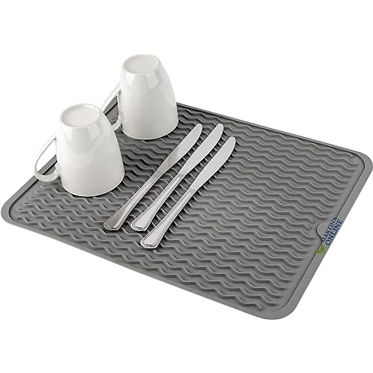 Martina Online Large 12¨x 16¨ Silicone Dish Drying Mat, kitchen, Elegant gray , Easy Clean Sink Mat Large Heat-resistant Dish Drainer Mat for Kitchen Counter, Sink