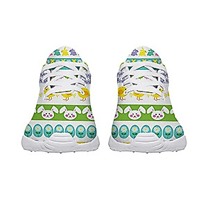 vogiant Girls Women's Tennis Shoes Lightweight Running Sneakers White Easter Pattern Gym Golf Shoes Gifts for Ladies,US Size 7 Women/5 Men