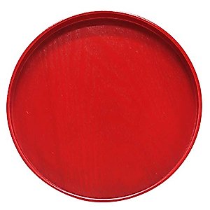 Round Solid Wood Serving Tray, Non-Slip Tea Coffee Snack Plate Food Meals Serving Tray with Raised Edges for Home Kitchen Restaurant(9.5inch,Red )