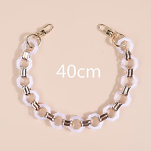 Chargances White Resin Purse Chain Strap Hexagon Link Bag chain Replacement Shoulder Cross Body Bag Handbag Chain with Mental Claps for Women (White)