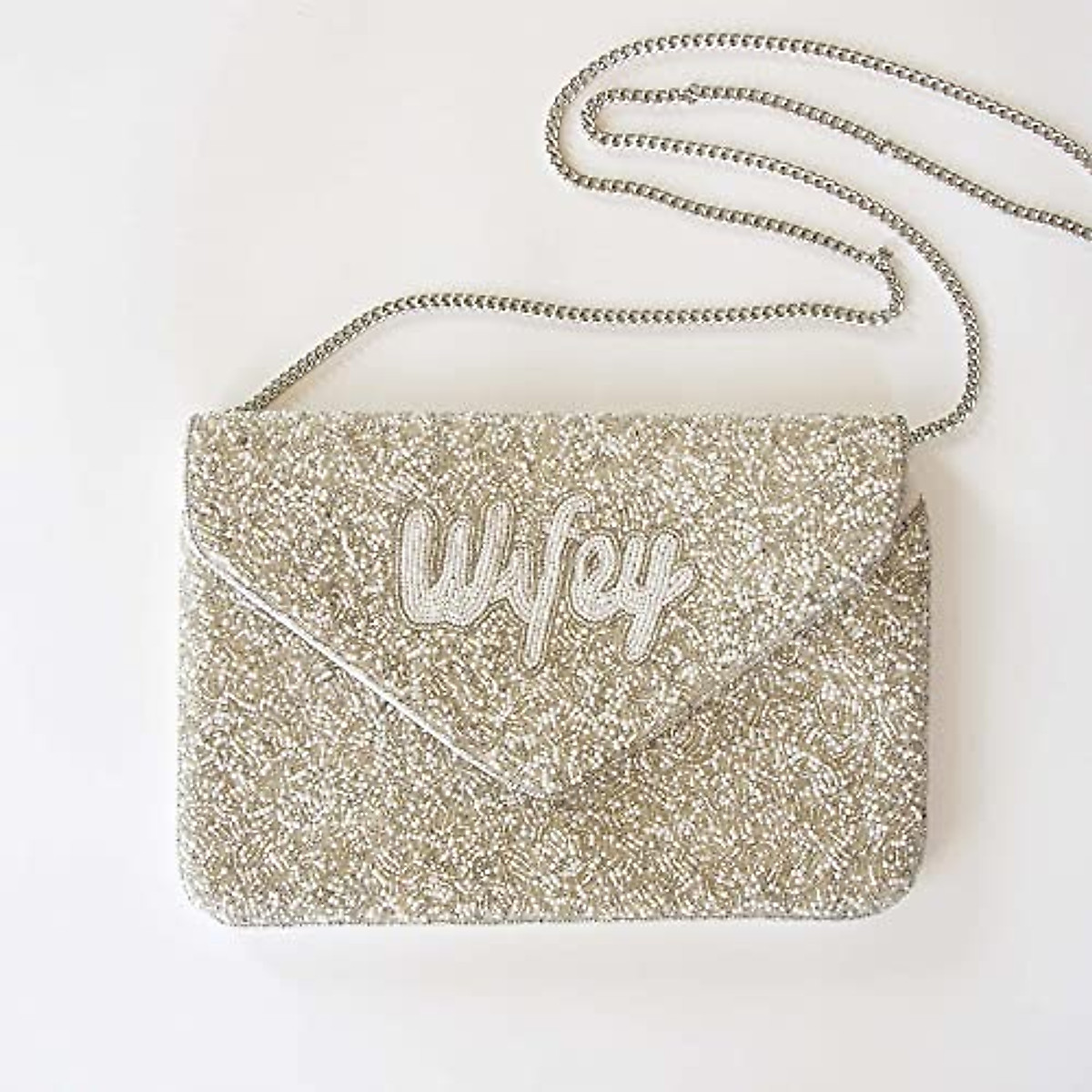 WIFEY Clutch Purse, Wifey Clutch Bag, Bride Clutch, Hand Beaded Purse, Gifts for Engagement, Bridal Shower, Bachelorette, Wedding Party