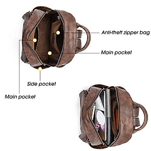 Telena Small Backpack Purse for Women Cute Mini Leather Backpack Travel Shoulder Bags Coffee