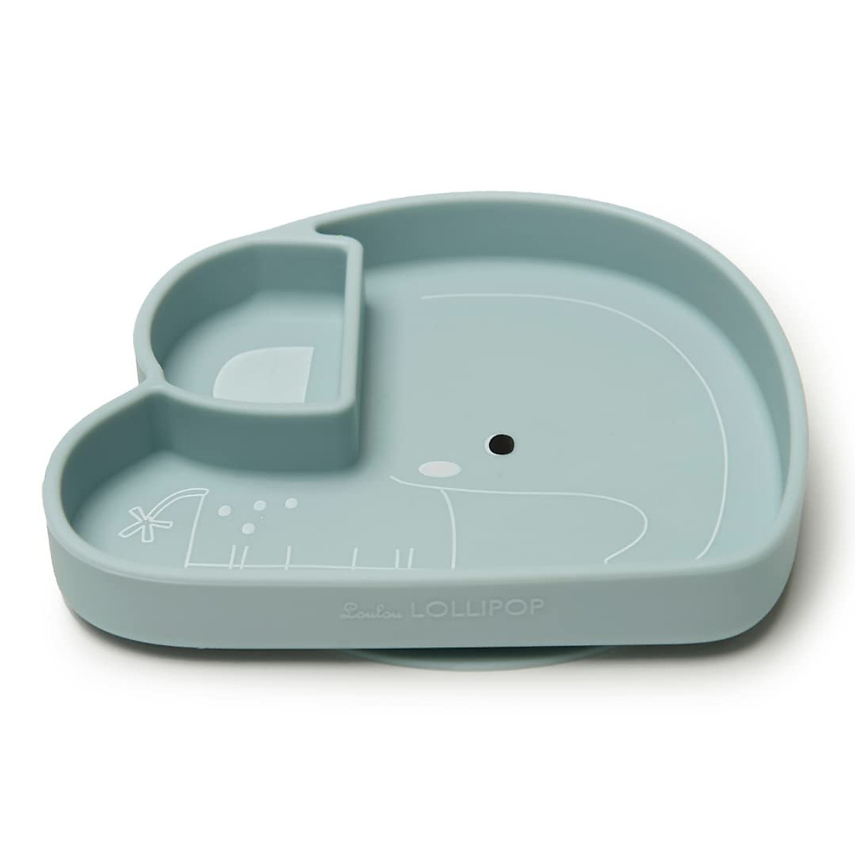 Loulou Lollipop Toddler Silicone Suction Snack Plate, Learning Fork and Spoon Set (Elephant)