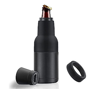 Gteller 3 in 1 Can and Beer Bottle Insulator, Double Wall Stainless Steel Insulated Can Cooler, Beer Bottle Holder 12oz 14oz 17oz (12oz Can&Bottle BK)