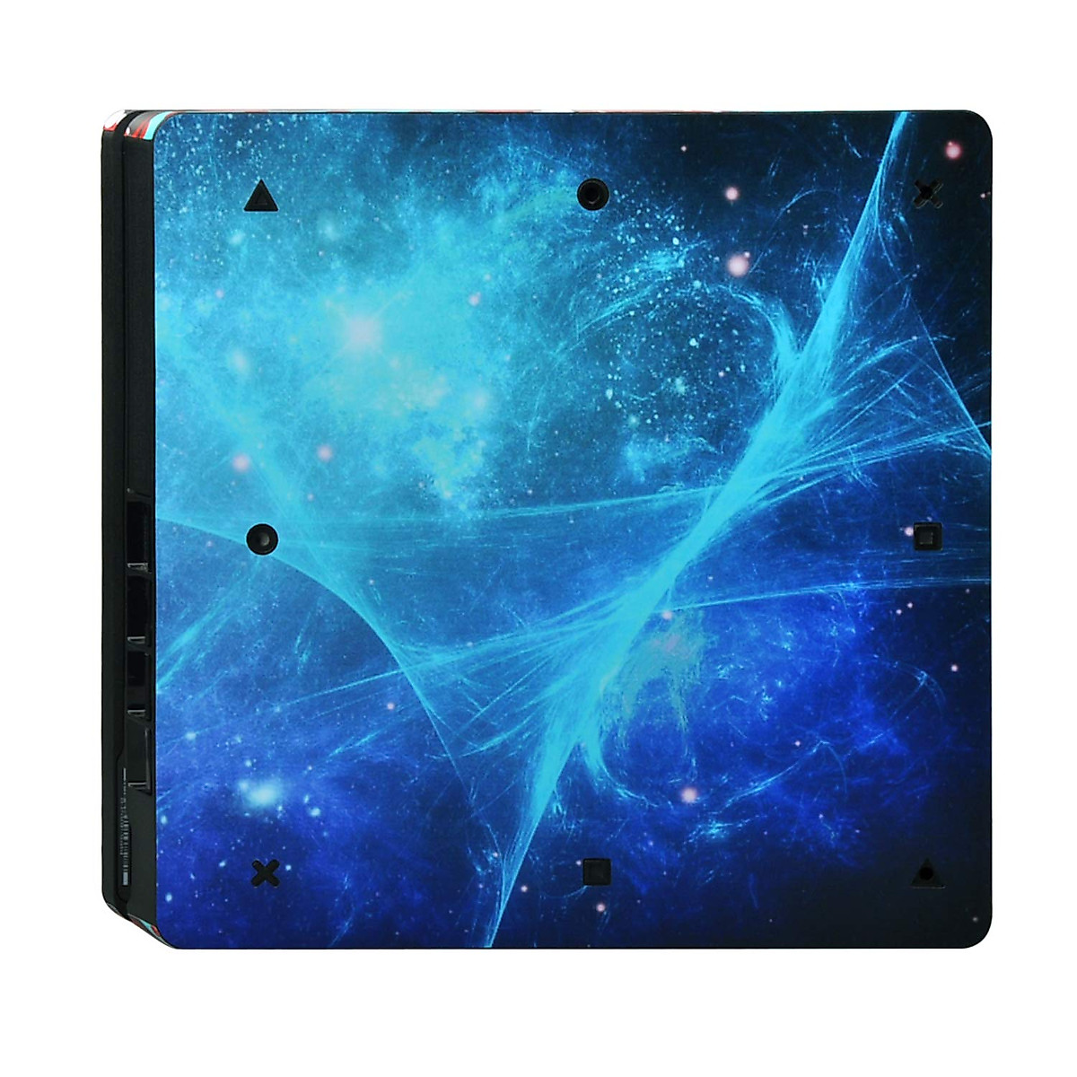 eXtremeRate Full Set Faceplate Skin Decals Stickers and 2 Led Lightbar for ps4 Slim/for ps4 Slim Console & 2 Controller Decal Covers - Blue Galaxy