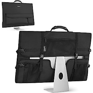 Mancro Monitor Carrying Case Compatible with Apple 27" iMac Desktop Computer, Padded Travel Carrying Bag with Rubber Handle, Pockets for 27" Screen and Accessories, Protective Case Monitor Dust Cover