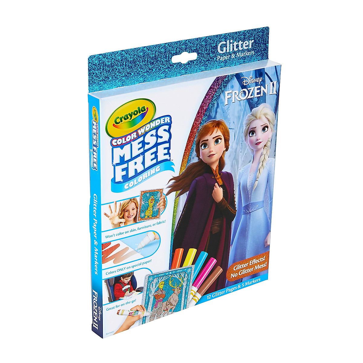 Crayola Frozen 2 Glitter Effects Color Wonder Set, Mess Free Coloring, Gift for Kids, 3, 4, 5, 6