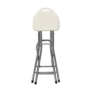 Folding Stools for Adults Portable, 28 inch Collapsible Stool Heavy Duty, Indoor Tall Bar stools with Handle, Plastic Counter Barstool Chair for Kitchen Outdoor Travel-White H72xW31cm(28x12inch)