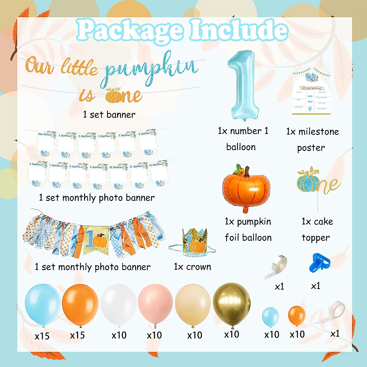 Little Pumpkin 1st Birthday Decorations, Pumpkin First Birthday Decorations for Autumn Fall 1st Birthday Party, Thanksgiving 1st Birthday, Our Little Pumpkin is Turning One Decorations