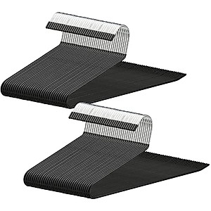 60 Pack Open Ended Pants Hangers, Metal Non Slip Trouser Hangers, Anti Rust Chrome Rubber Coating Slack Jeans Hangers, Heavy Duty Space Saving Pants Hangers for Pants Jeans Trousers Slacks Skirts