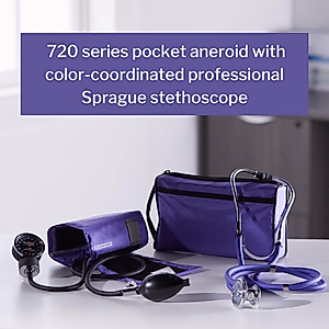 McKesson Aneroid Sphygmomanometer and Stethoscope Kit - Pocket Blood Pressure Gauge/Cuff, Sprague Rappaport Stethoscope, Purple - Size 11, 23-40 cm, 55 cm Tube, 1 Count
