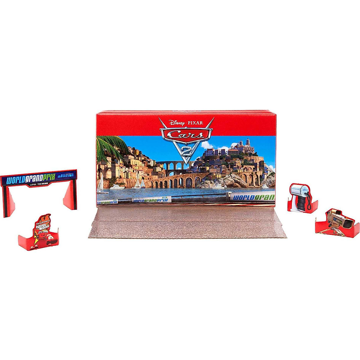 Mattel Disney and Pixar Cars Vehicle Set of 5 Collectible Character Toy Cars & Tool Cart, Inspired by World Grand Prix from Cars 2