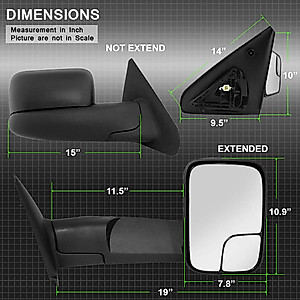 ACANII - Telescoping Towing Flip Up POWER Heat Mirror Passenger Right Side For 2002-2008 Dodge Ram 1500 03-09 2500 3500