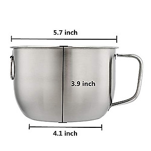 Mirenlife 18/8 Stainless Steel Leak Proof Food Storage Container with Handle and Lid, Snack Bowl, Stainless Steel Bento Lunch Box, Soup Bowl, Noodle Pot, Ramen Cooker, Induction Cooker Directly