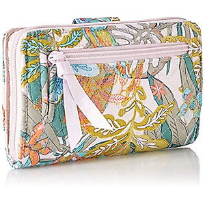 Vera Bradley Women's Cotton Turnlock Wallet With RFID Protection, Rain Forest Canopy - Recycled Cotton, One Size
