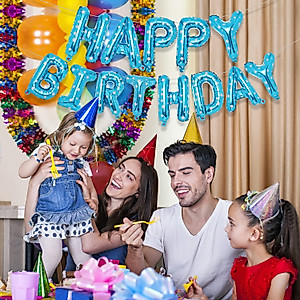 Accevo Blue Happy Birthday Banner,16 Inch Star Pattern Birthday Balloons Foil Letters Balloon Happy Birthday Sign for Kids, Child, Adults, Boys & Girls Birthday Party Decorations Birthday Banner