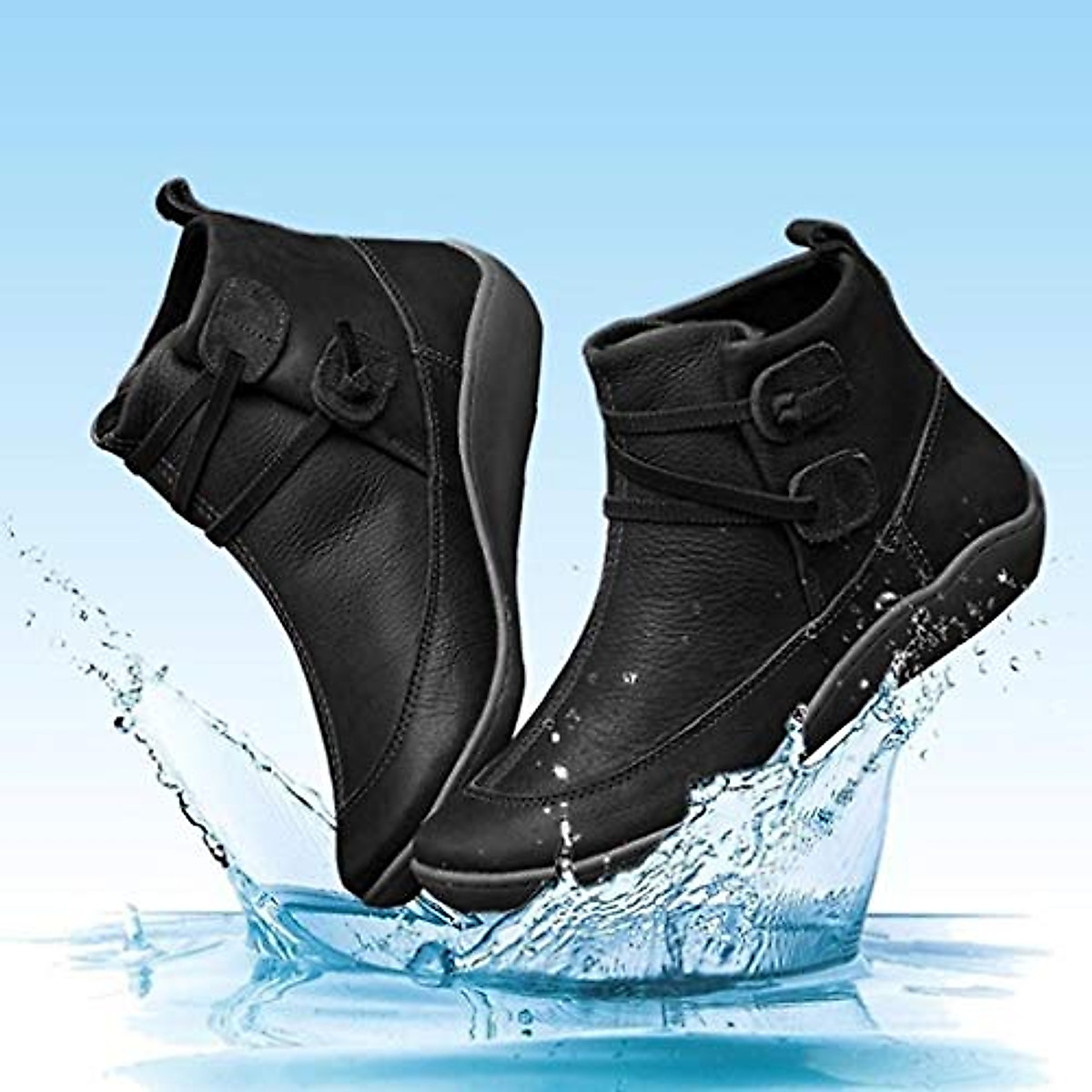 Womens Sandals, Ankle Boots for Women Low Heel Womens Heels Fashion Boots Size 9 Boots Closed Toe Heels Size 5 Trail Boots Slip On Sneakers Women Memory Foam Black