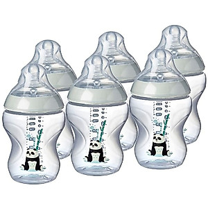 Tommee Tippee Closer to Nature 260 ml/9fl oz Decorated Feeding Bottles (Pink/.