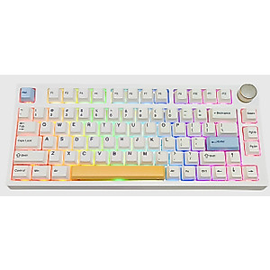 NJ80-AP Wireless Mechanical Keyboard with Knob Bluetooth 5.0/2.4G/Wired Connection 75% Hot Swappable Custom RGB Programmable Gaming Keyboard with PBT Keycap for Win Mac