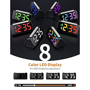 Netzu Digital Alarm Clocks for Bedrooms, Bedside Clocks with RGB Night Light, Rainbow Time, Large Display, Dual Alarm, Snooze, LED Desk Dimmable Alarm Clock for Kids Teens (Black)
