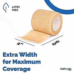 California Basics Self-Adhesive Bandage Wrap - 4 inch, 12 Pack - Suitable for All Sports - Breathable Athletic Tape for Wrists - Knee and Ankle