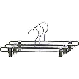 The Great American Hanger Company Chrome Bottom Hanger w/Adjustable Cushion Clips, Box of 50, 14 Inch Strong Metal Pants Hangers for Slacks or Skirts