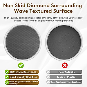 Pretireno Lazy Susan Turntable 2 Pack , Non-Skid Lazy Susan Organizer 10 Inch for Cabinet, Pantry, Kitchen, Countertop, Vanity Display Stand White/Gray